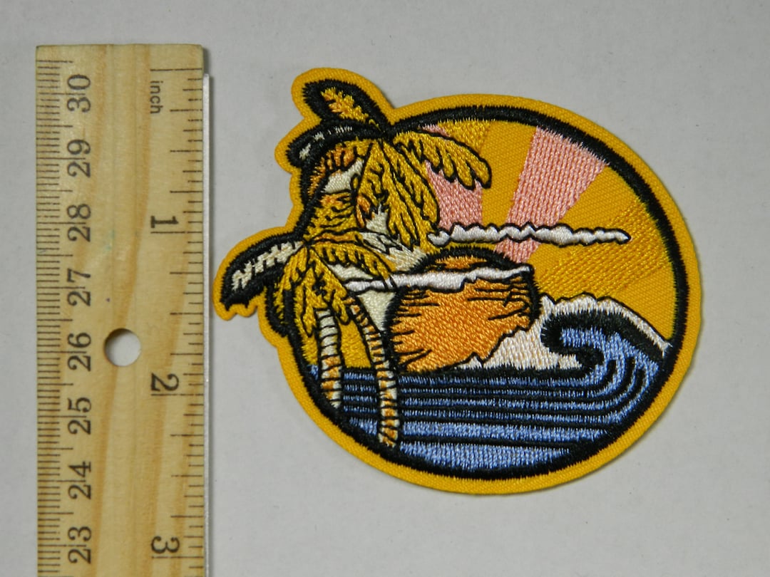 Colorful Beach Ocean Scene Stylized Embroidered Iron-on Patch ...
