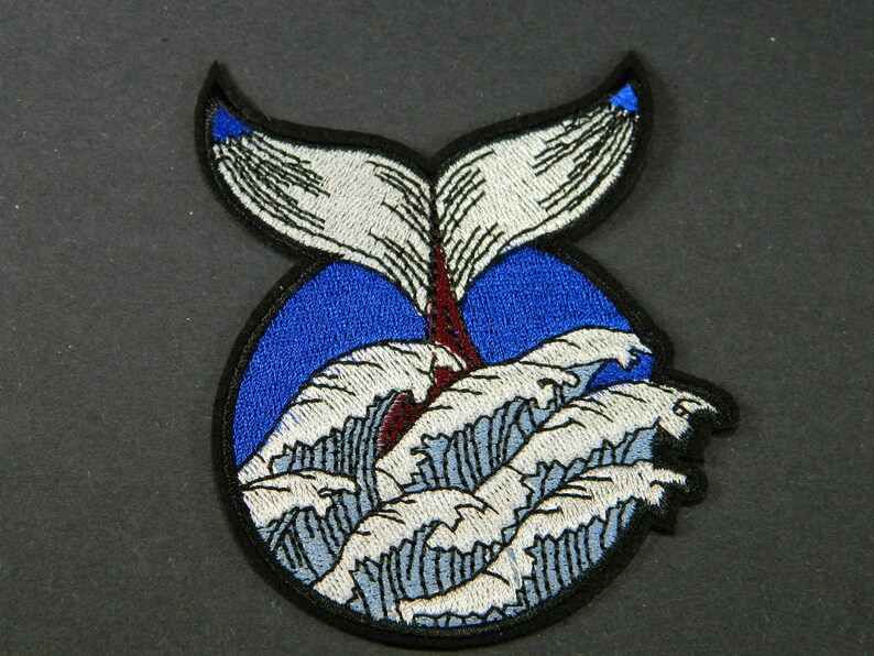 Rounded Splashing Whale Tail Embroidery Patch Clothing - Etsy