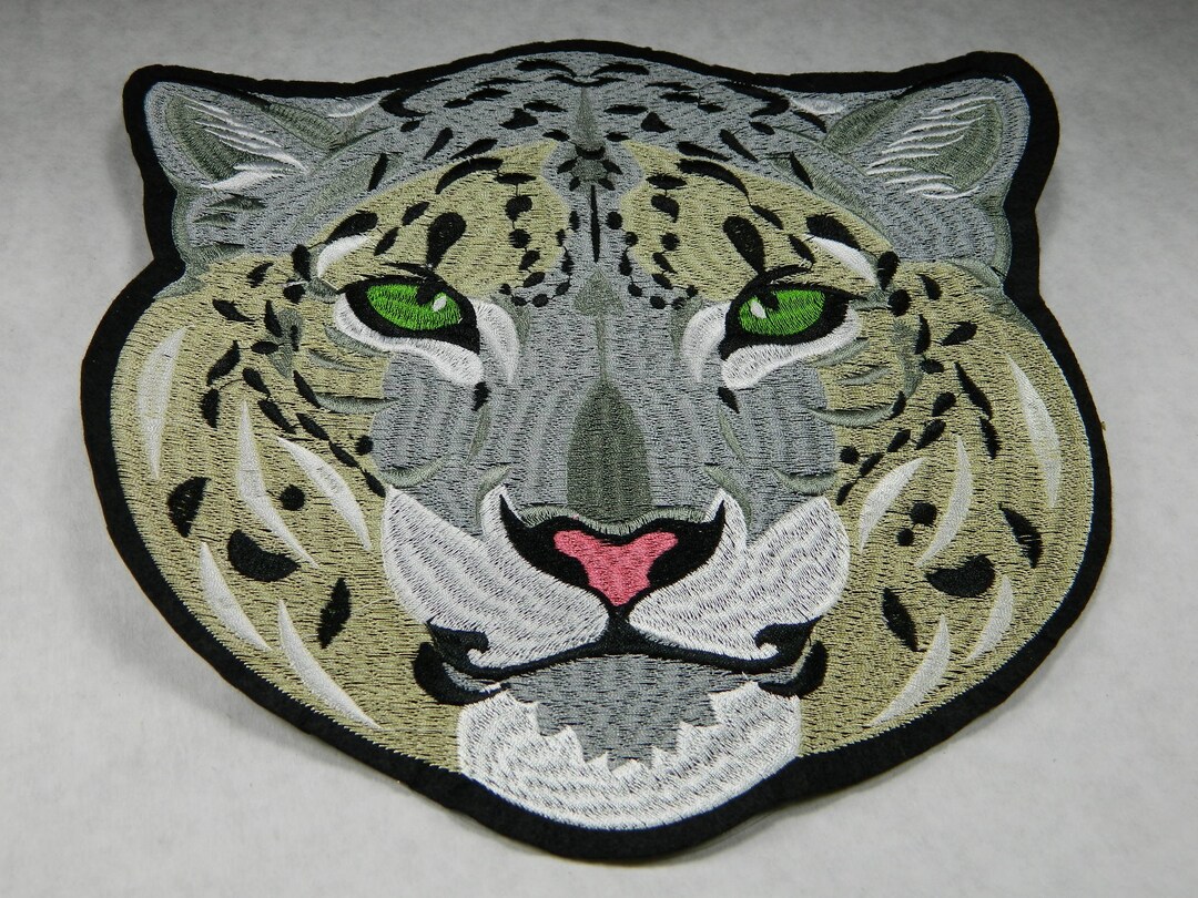 MASSIVE Snow Leopard Iron-on Embroidered Big Cat Leopard Patch - Big ...