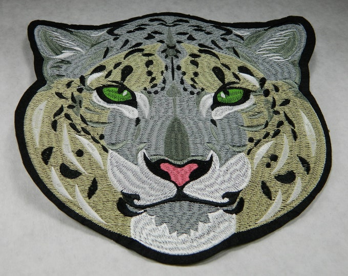 MASSIVE Snow Leopard Iron-on Embroidered Big Cat Leopard Patch Big ...