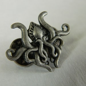 Small Dark Gray and Black Kraken / Cthulhu Octopus Squid Lapel Pin ...