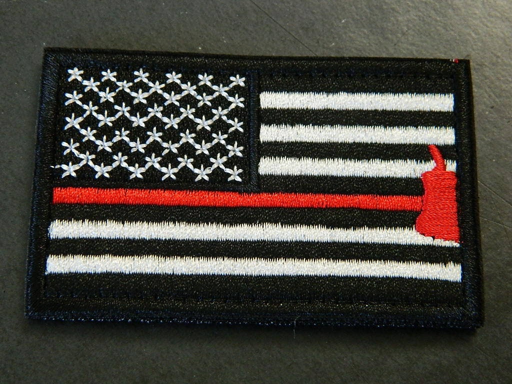 Black White & Red Firefighters Ax Flag Patch Firemen Civil | Etsy