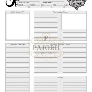 Dungeons & Dragons 5E Ranger Character Sheet 2 Sided Digital - Etsy