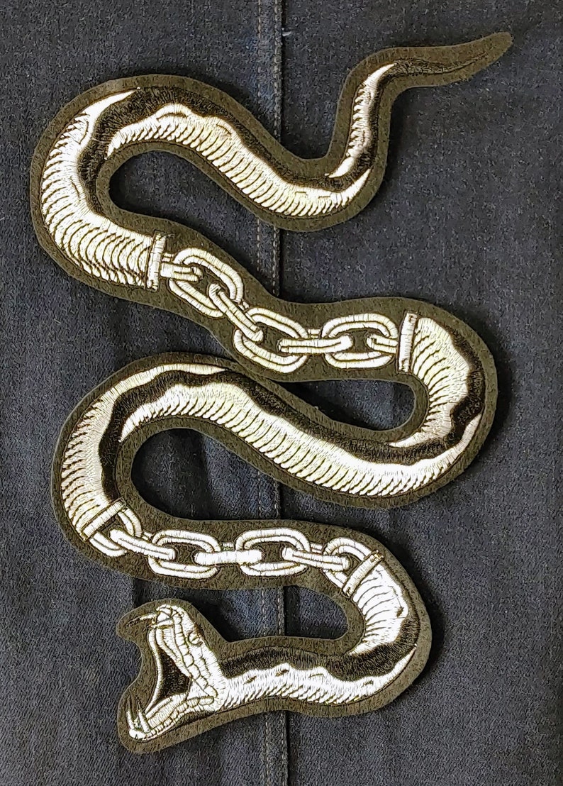 MASSIVE White Snake Iron-on Embroidered Patch Big Snake - Etsy