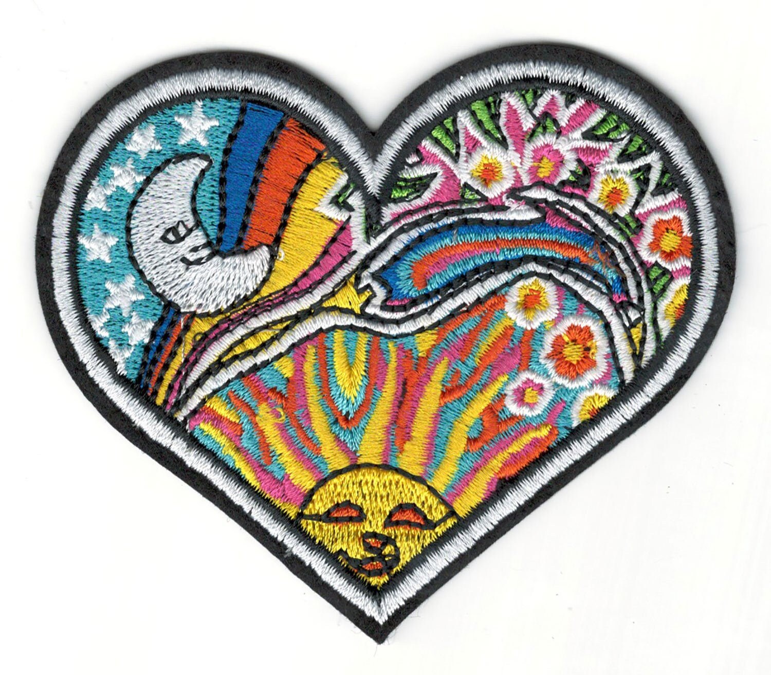 Unique Psychedelic Scene Heart Embroidery Patch Unique Sun - Etsy Nederland