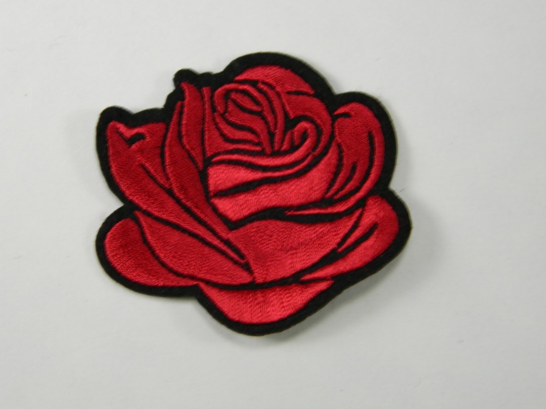 Single Red Rose Embroidery Patch - Single Red Rose Embroidery Patch ...