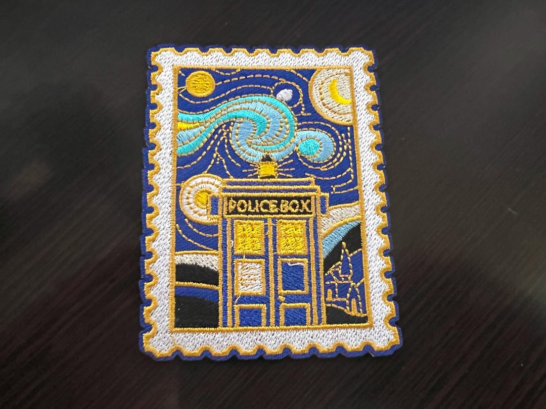 Medium Starry Night Tardis Embroidery Patch Self Adhesive Iron-on Dr ...
