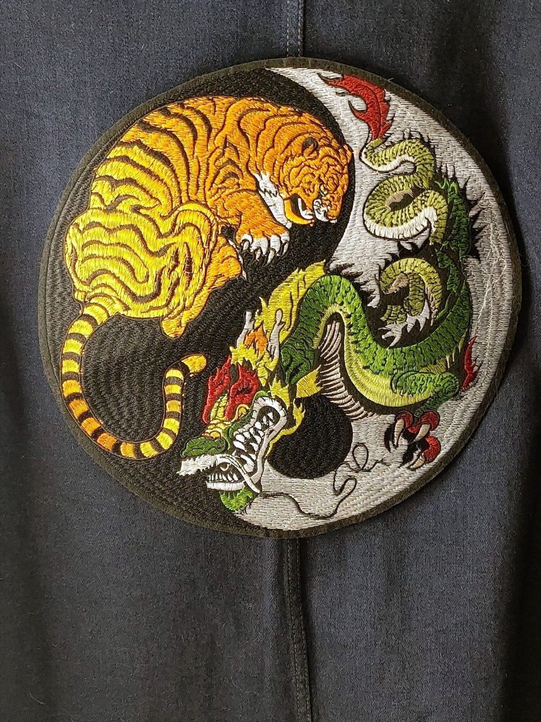Big Tiger & Dragon Iron-on Embroidered Dragon Patch - Tiger and Dragon ...