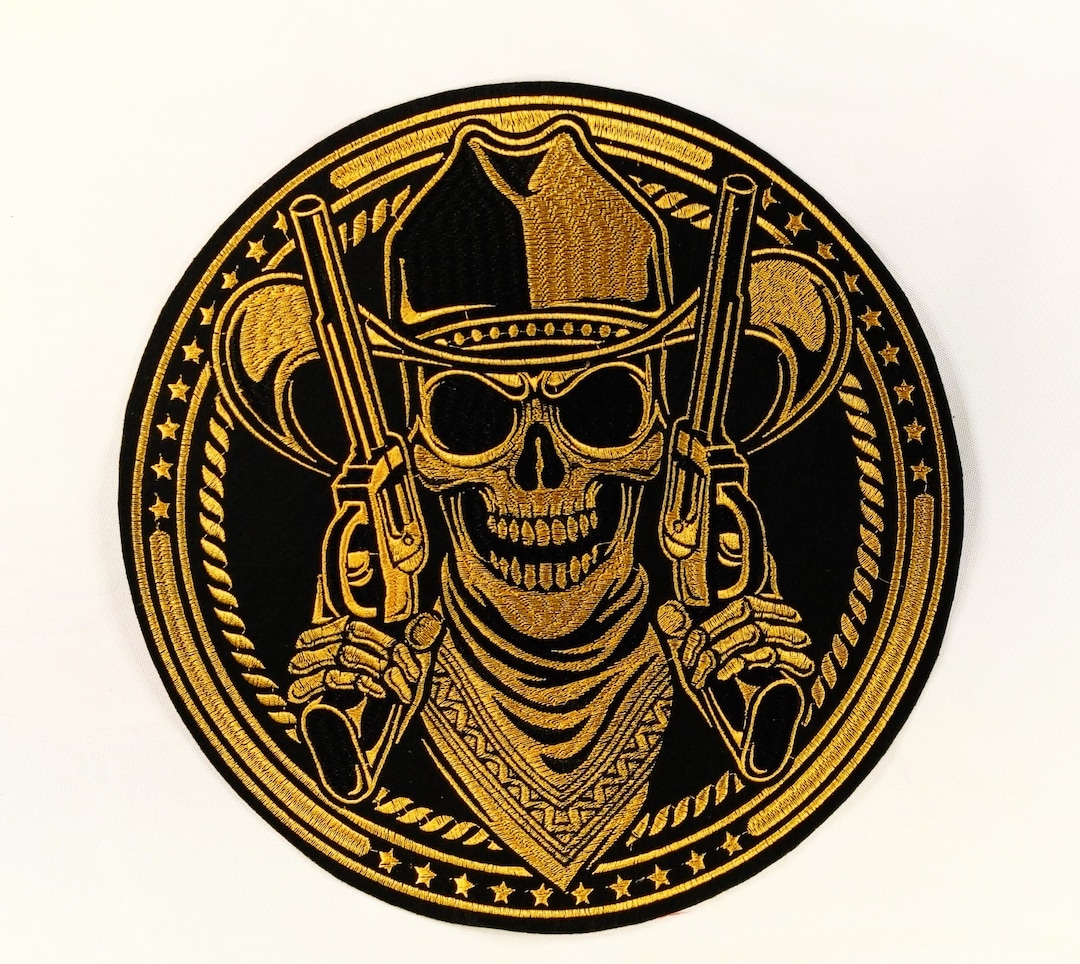Large Undead Cowboy Iron-on Embroidered Patch - Big Undead Western ...