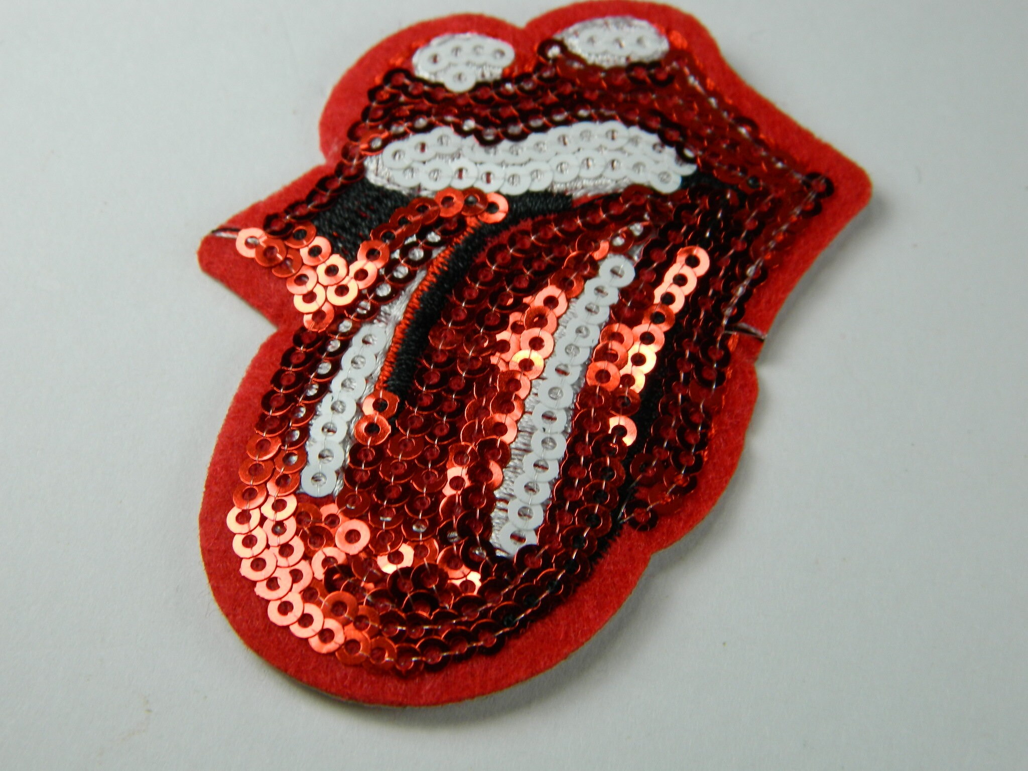 Small Red Sequin Tongue & Lips Embroidery Patch Sew on - Etsy