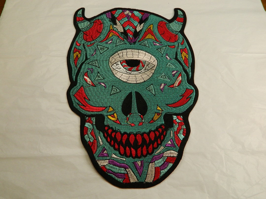 Large Cyclops Iron-on Embroidered Patch - Big Cyclops Skull Embroidery ...