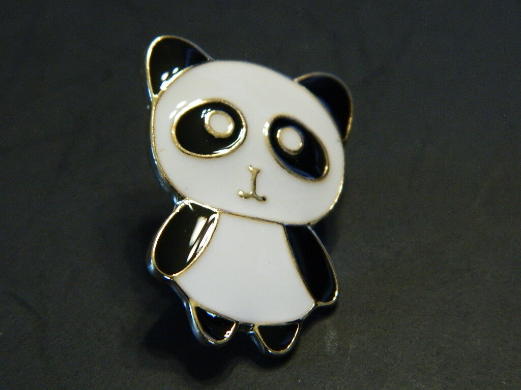 Cute Cartoon Style Enamel Panda Lapel Pin Black & White | Etsy