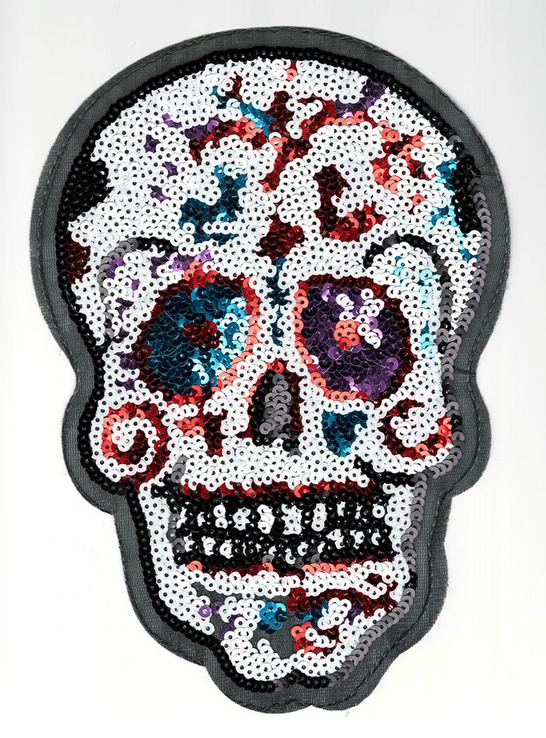 Huge Colorful Sequin Sugar Skull Embroidery Patch sexy Sequin ...
