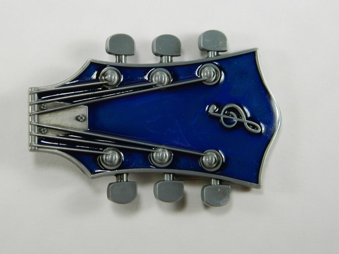 Blue Guitar Headstock Belt Buckle-mens Specialty Metal Belt Buckles ...