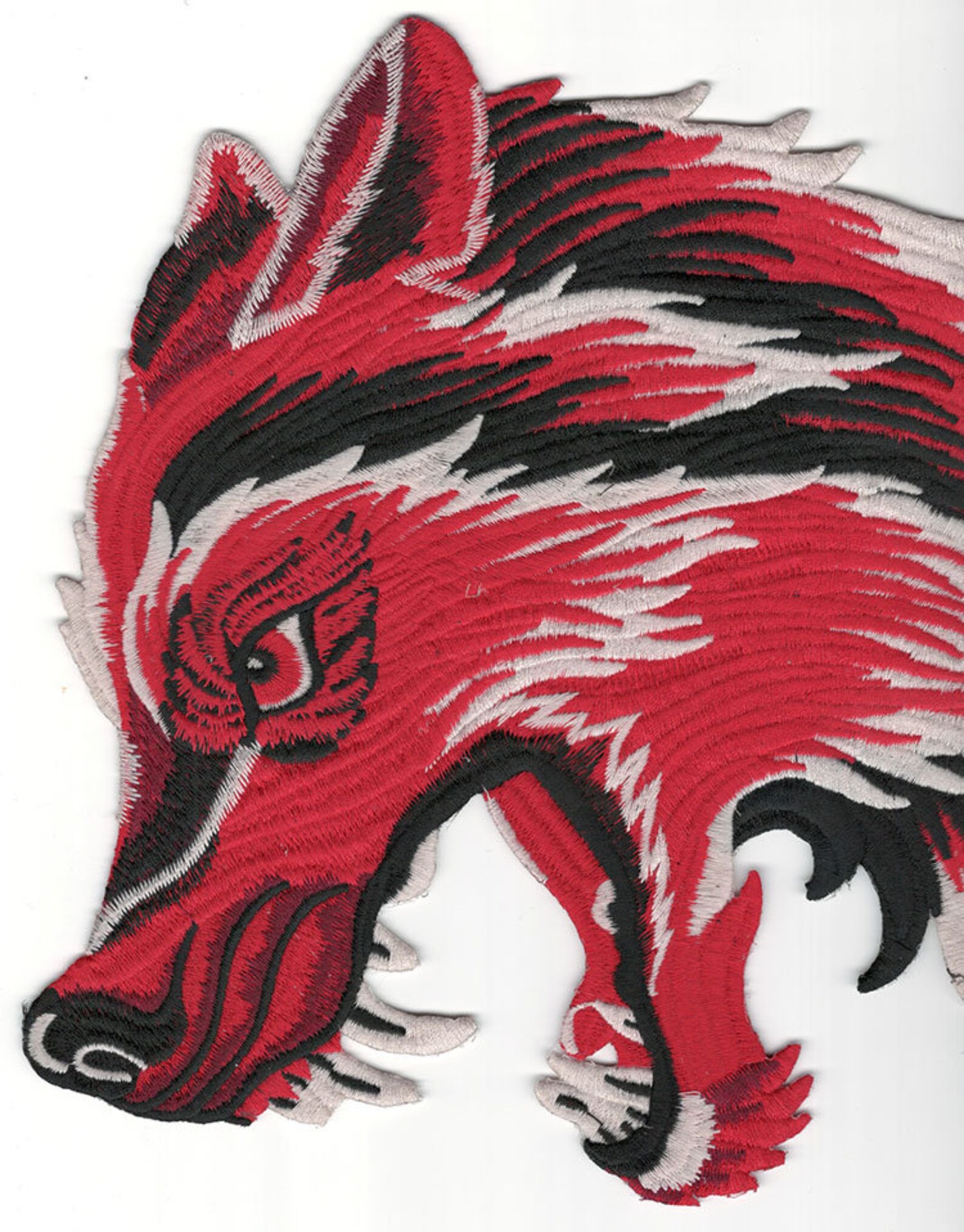 Large Red Wolf Head Sew-on Embroidered Wolf Patch Big Wolf | Etsy