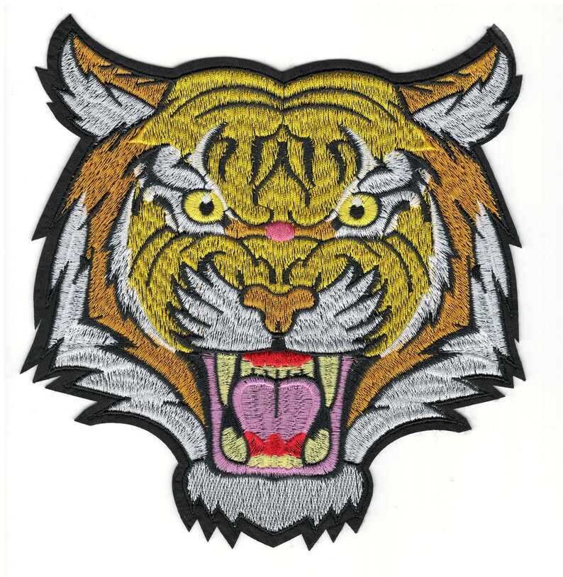 Big Iron-on Embroidered Yellow & Orange Tiger Patch Powerful - Etsy