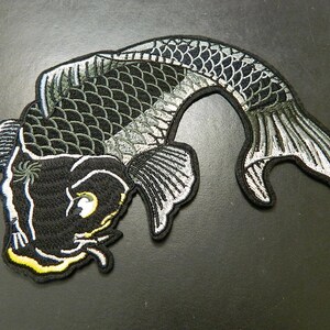 Huge Black & Silver Koi Fish Back Embroidery Patch - Spiritual Fantasy ...