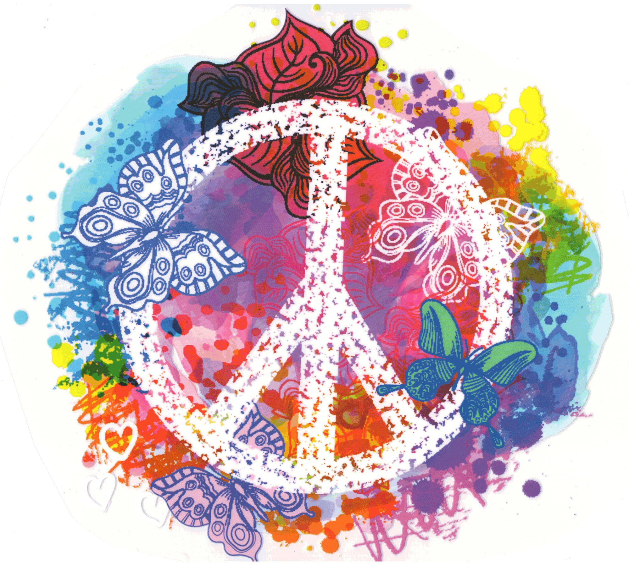 Coloring Pictures Of Hearts And Peace Signs