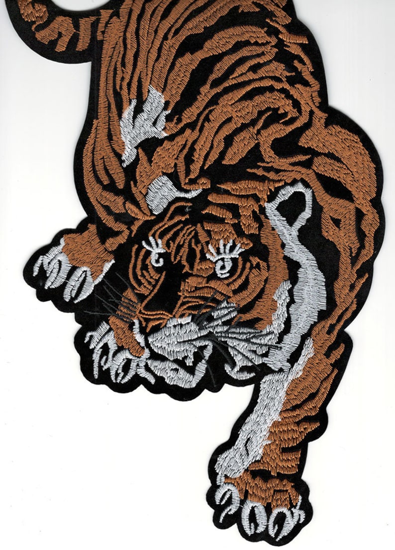 Large Tiger Iron-on Embroidered Tiger Patch Big Powerful Tiger - Etsy