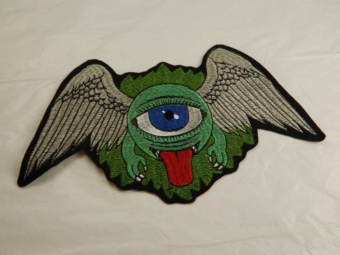 Large Green Cyclops Monster Iron-on Embroidered Patch - Big Flying Eye Embroidery Patch Clothes ...