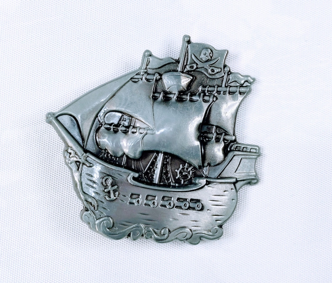 Pirates Corsair Metal Belt Buckle - Sailors Pirate Ship Pewter Belt ...