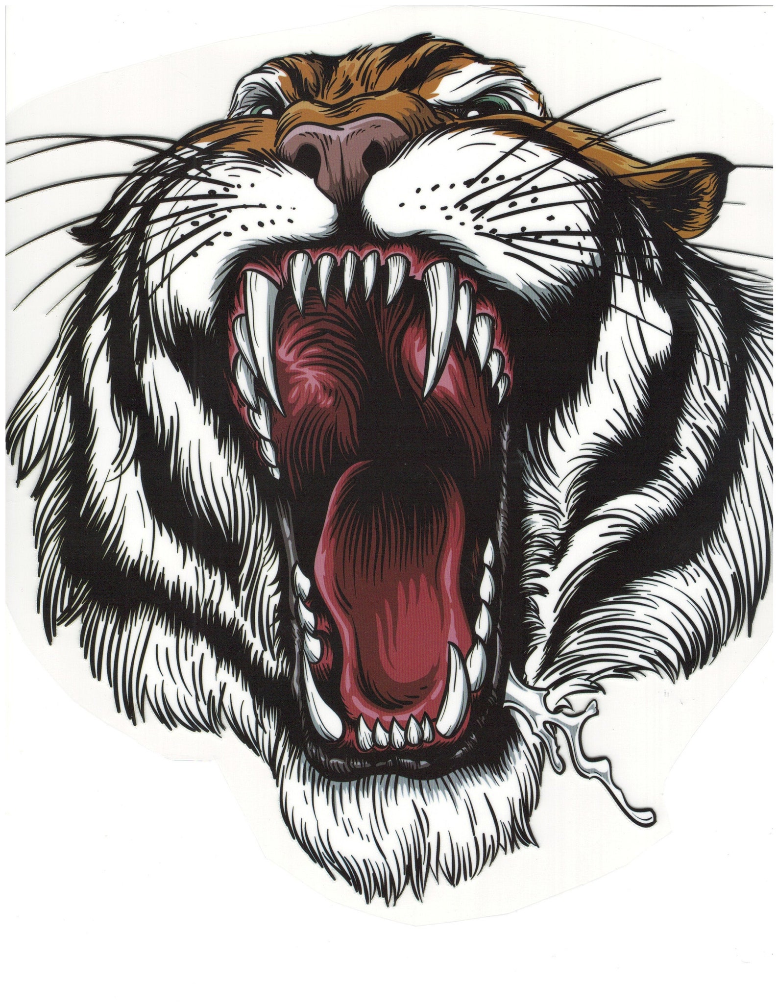 BIG Ferocious Tiger Thermal Iron-on Sticker Patch Sheet - Etsy