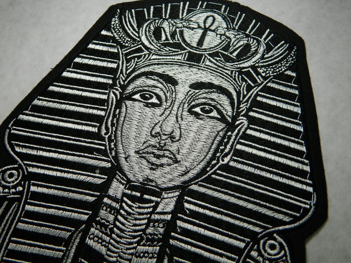 Large Silver Egyptian Pharaoh Iron on Patch Egyptian Pharaoh | Etsy