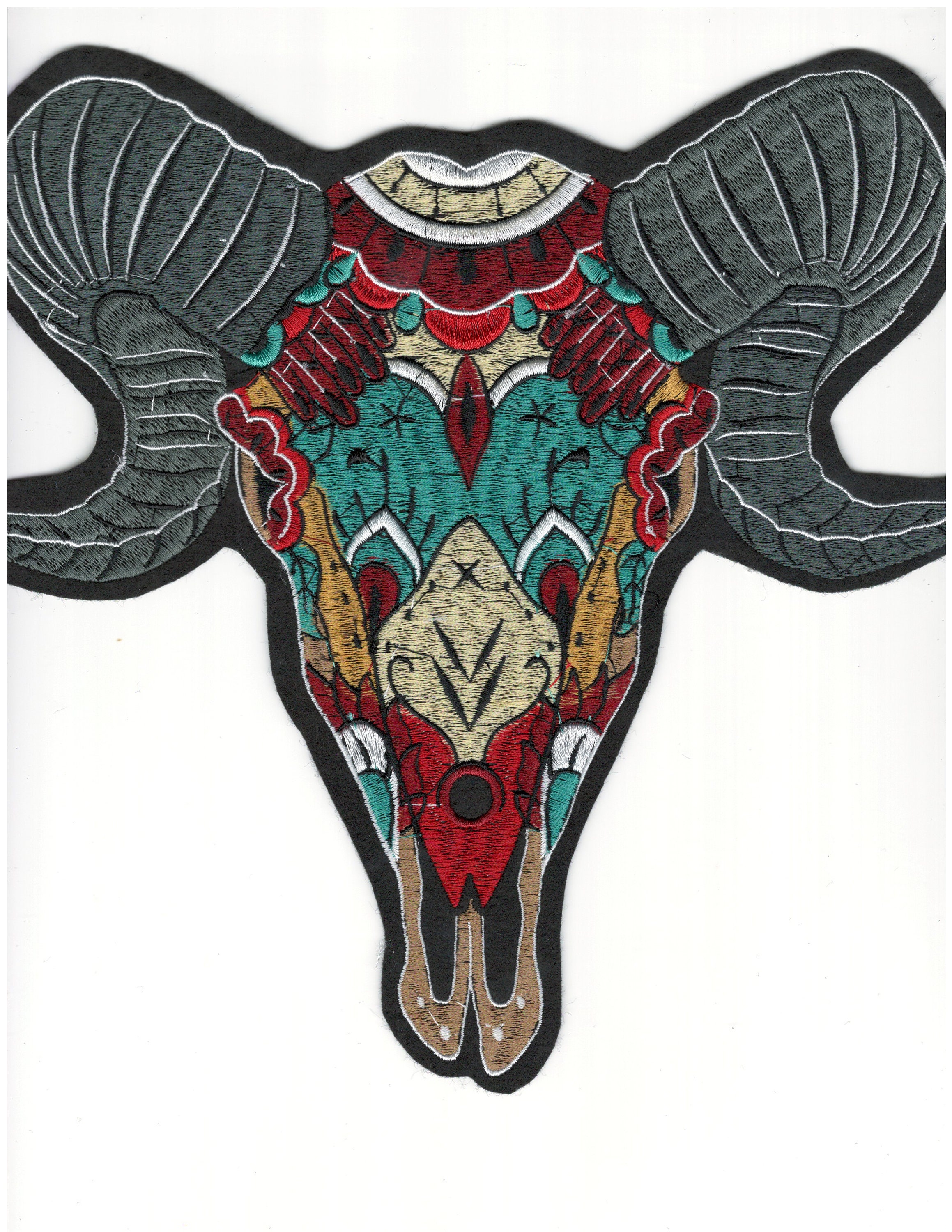 Large Colorful Rams Head Skull Iron-on Embroidered Patch big - Etsy