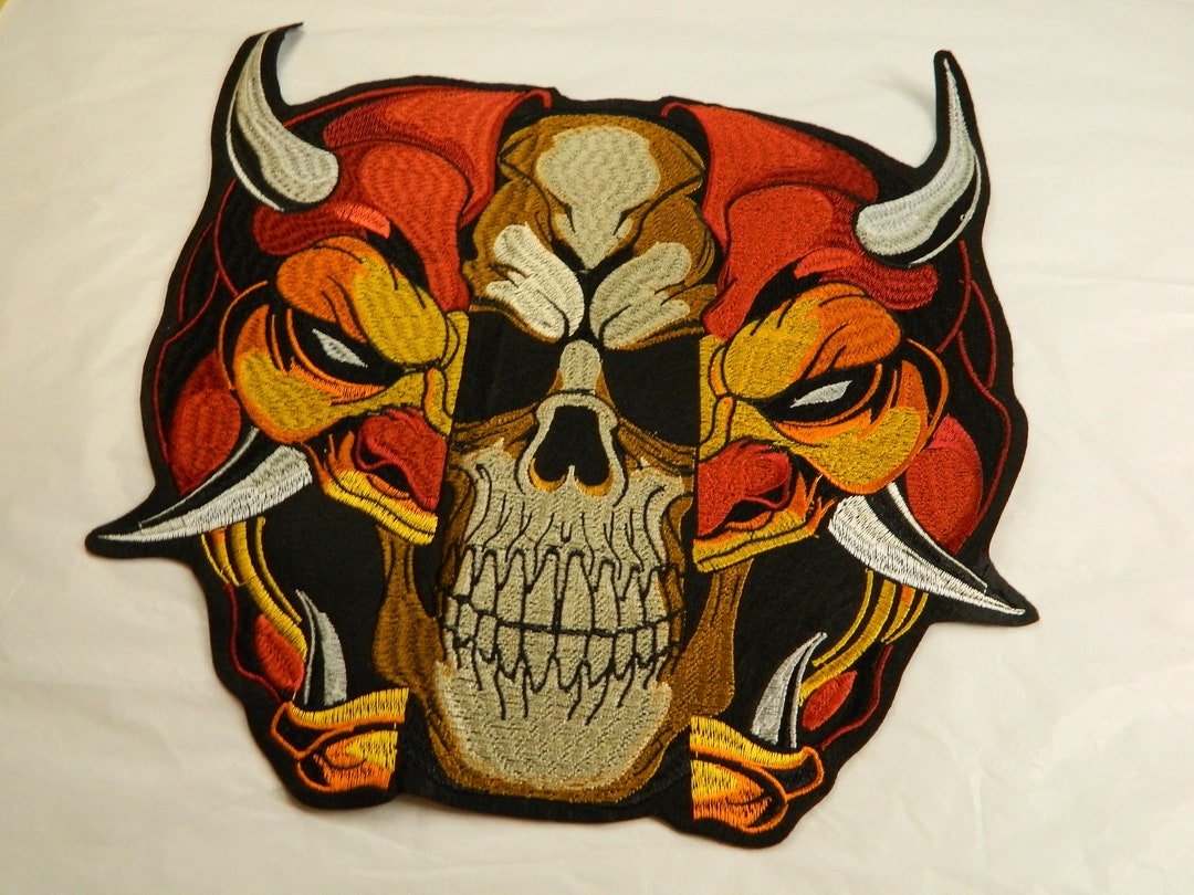 Large Oni Iron-on Embroidered Patch - Oni Demon Morph Embroidery Patch ...
