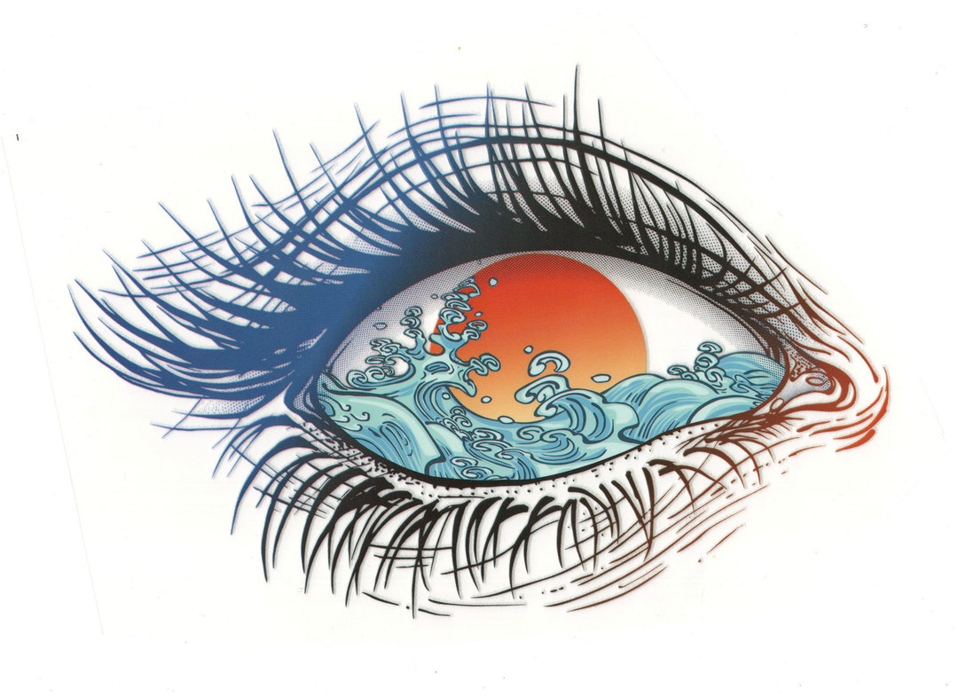 BIG Seascape Waves and Rising Sun Eye Edition on Transfer Sticker DIY ...