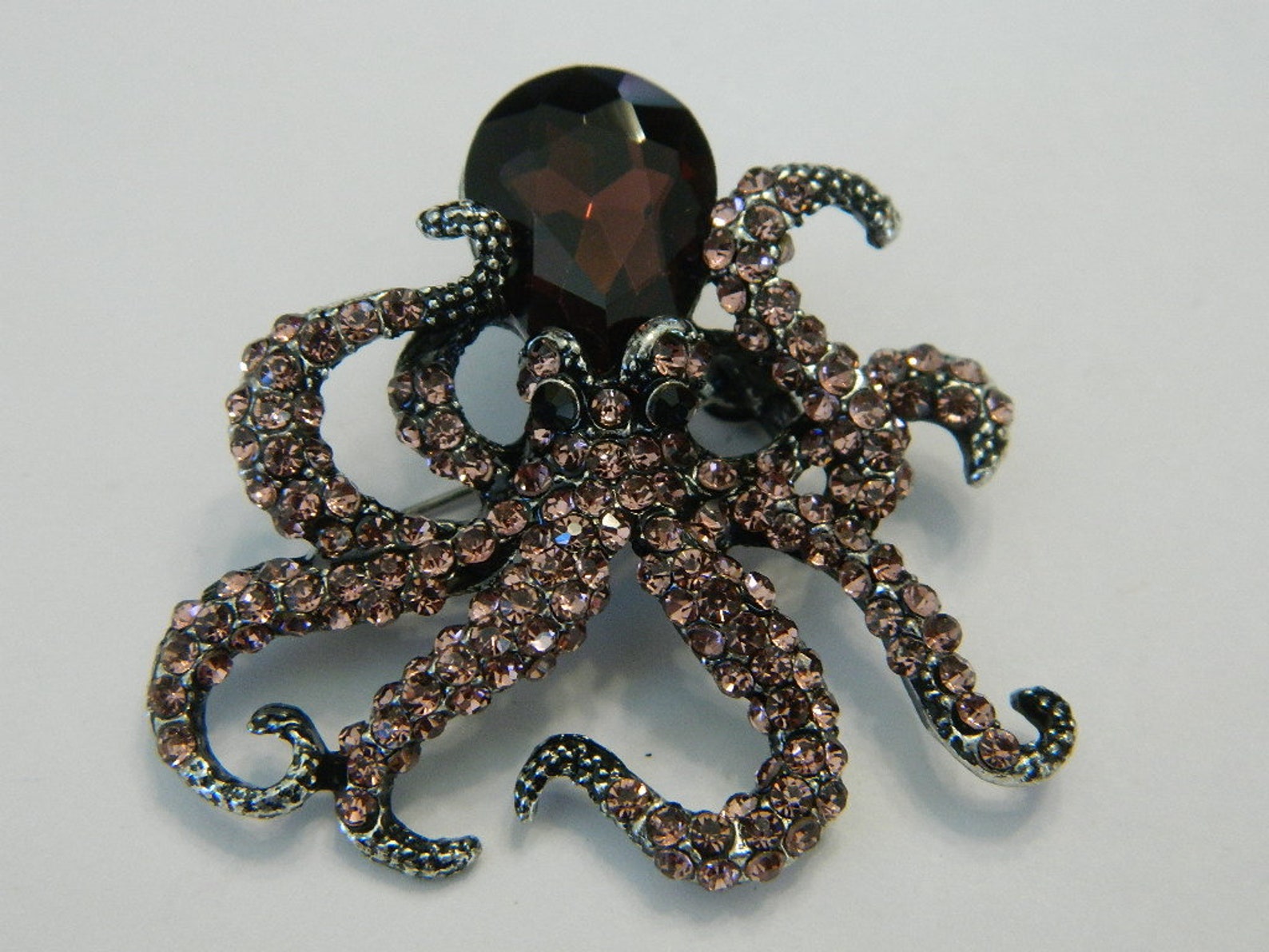 Incredible Octopus Brooch Pin Antique Silver Pewter & Pink | Etsy
