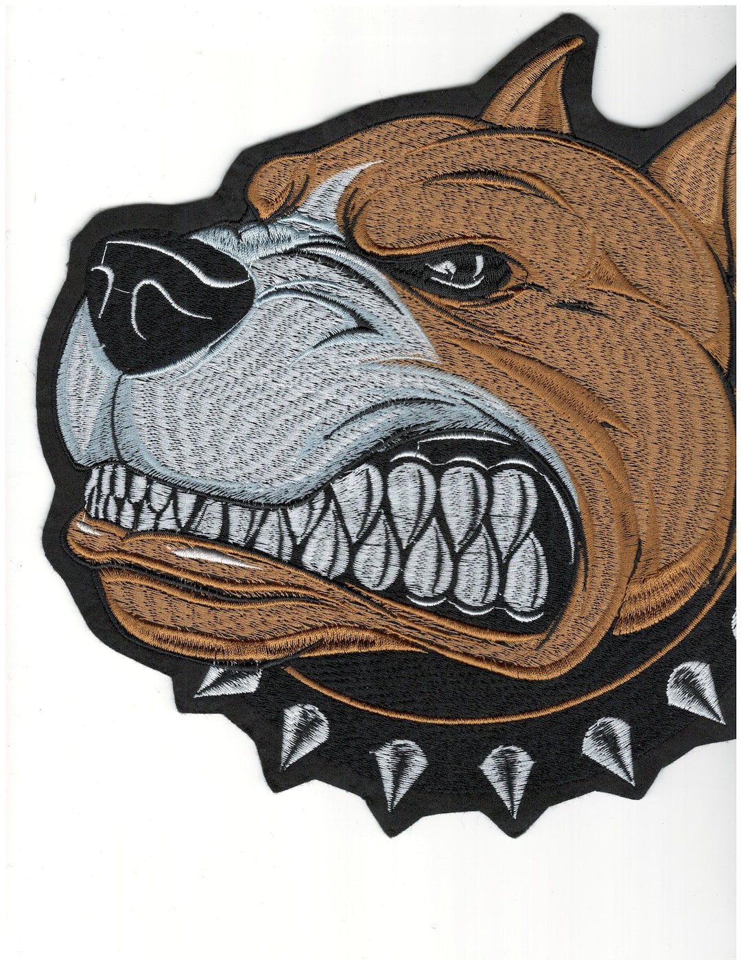 Large Fierce Pitbull Head Patch – Embroidered Iron-on Applique - Etsy