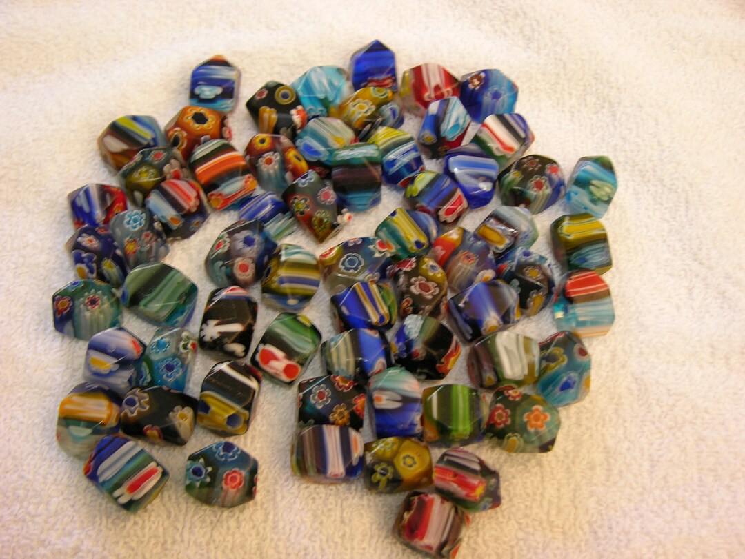 Millefiori Multi-color Hand Made Glass Beads 40 Bead Lot - Etsy