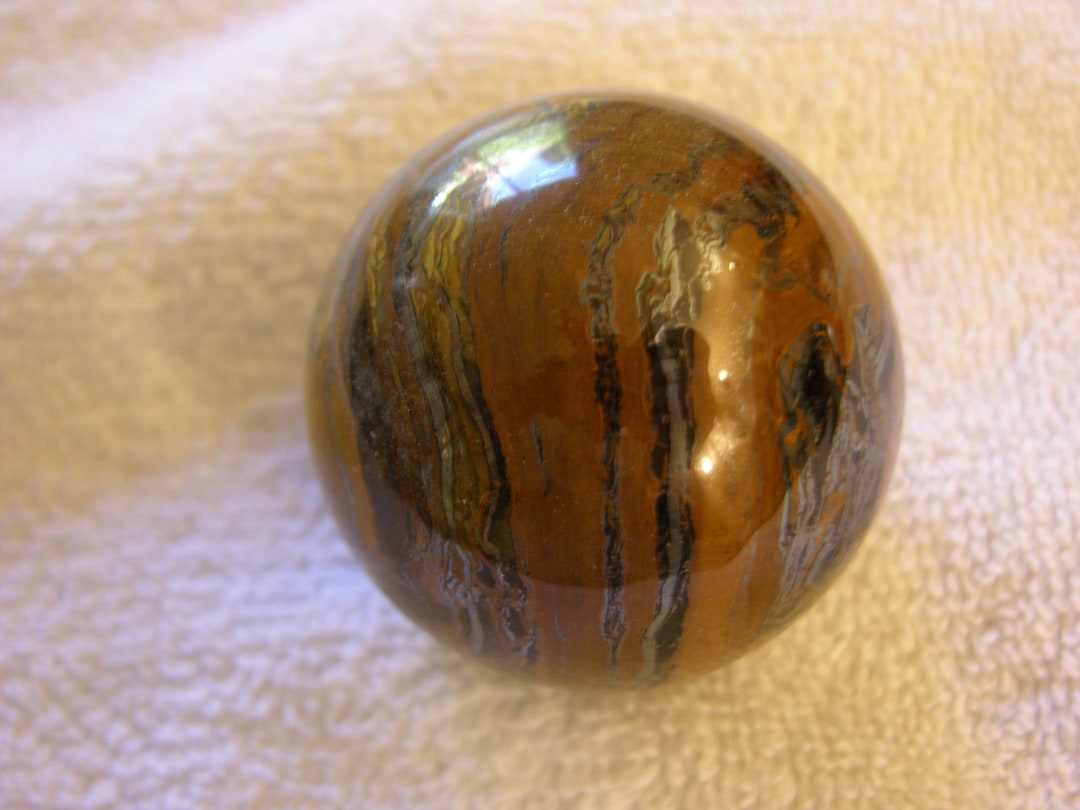 Tiger Iron Sphere Hand Carved Polished 2+ Inch + Acrylic Ring Stand - Etsy