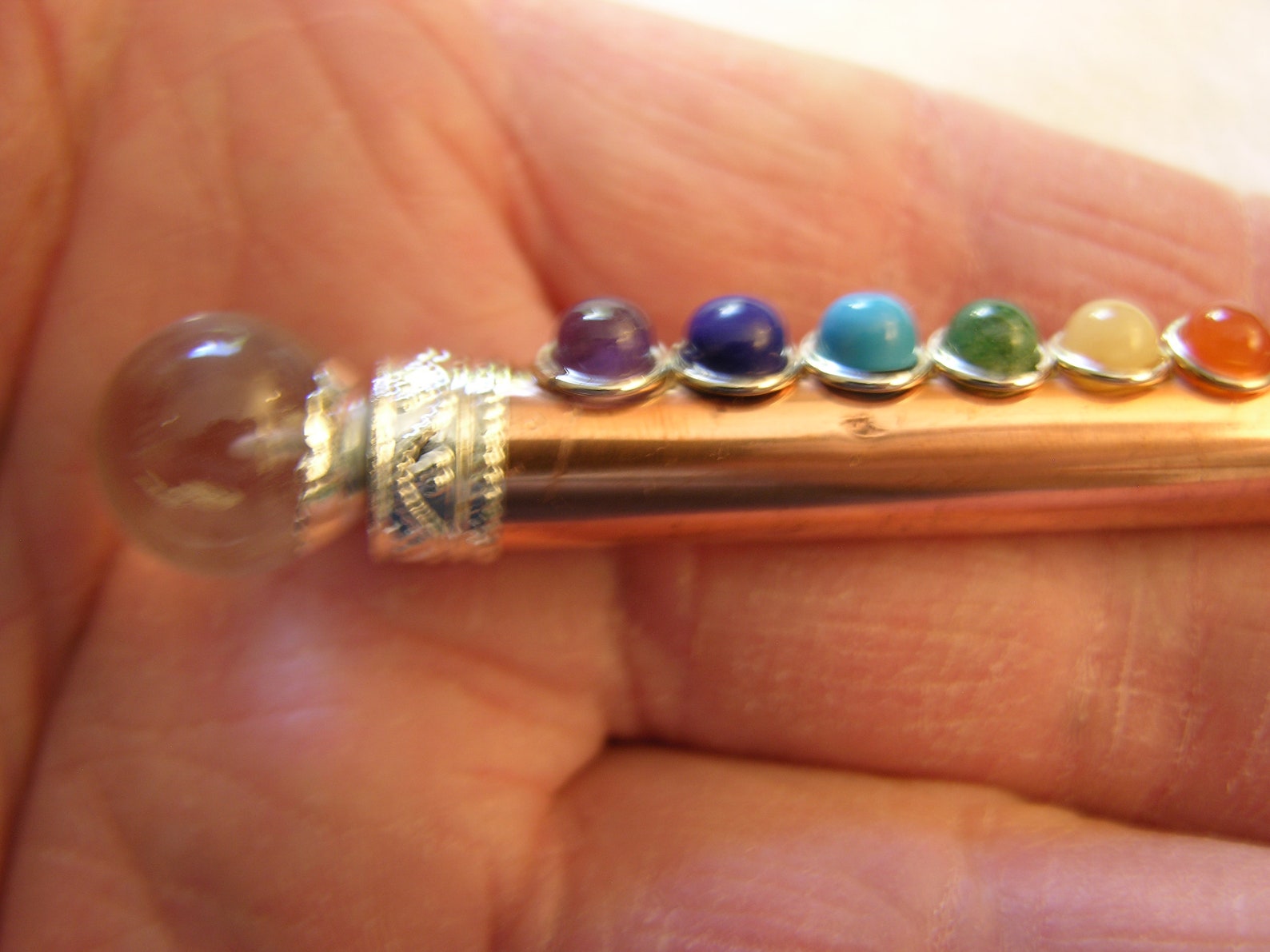 Wand Healing Stick Copper Chakra Stones Crystal Point & Sphere - Etsy