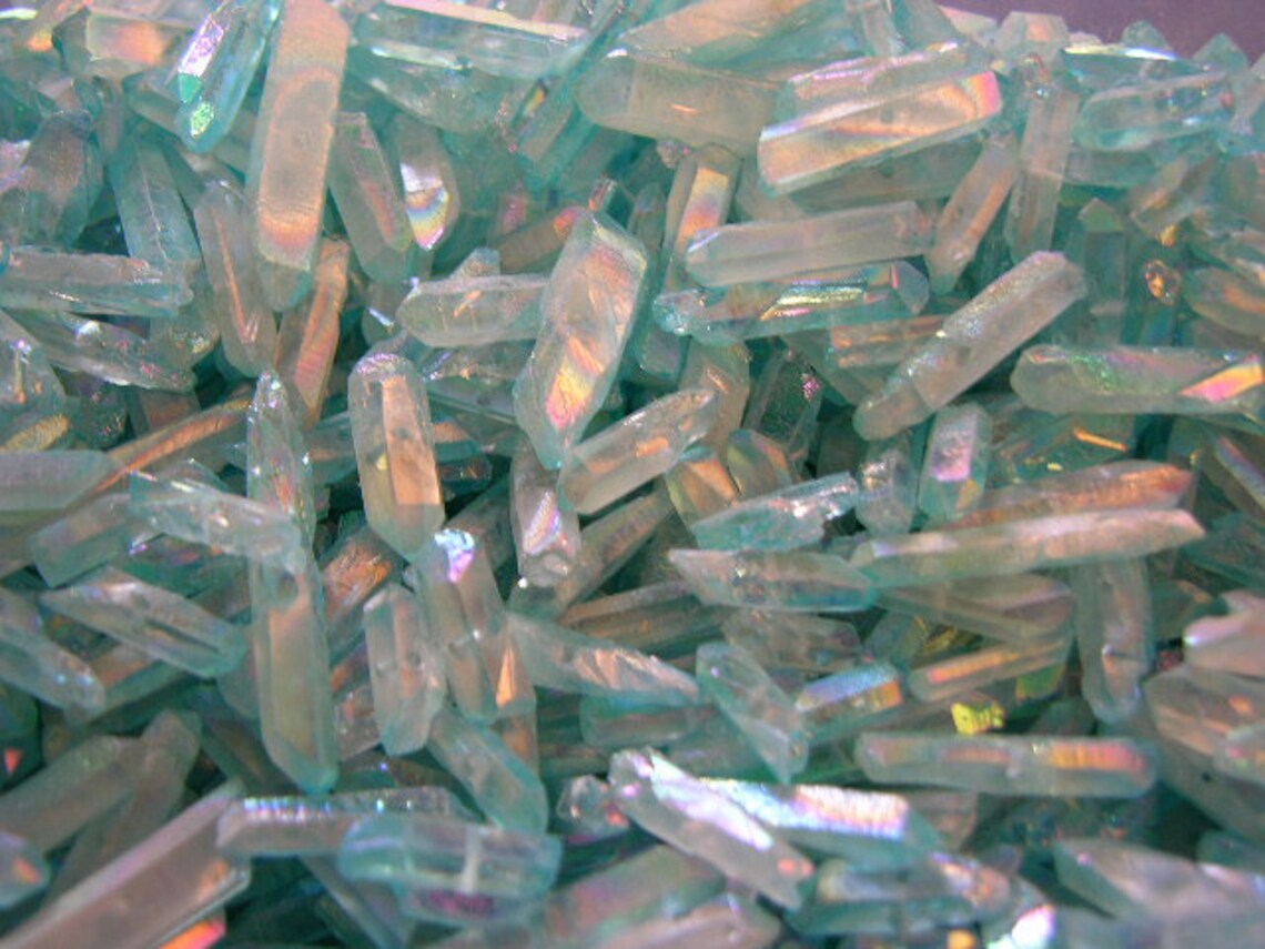 Angel Aqua Aura Quartz Crystal Drilled 1/2-1 Inch 10 Piece Lot - Etsy