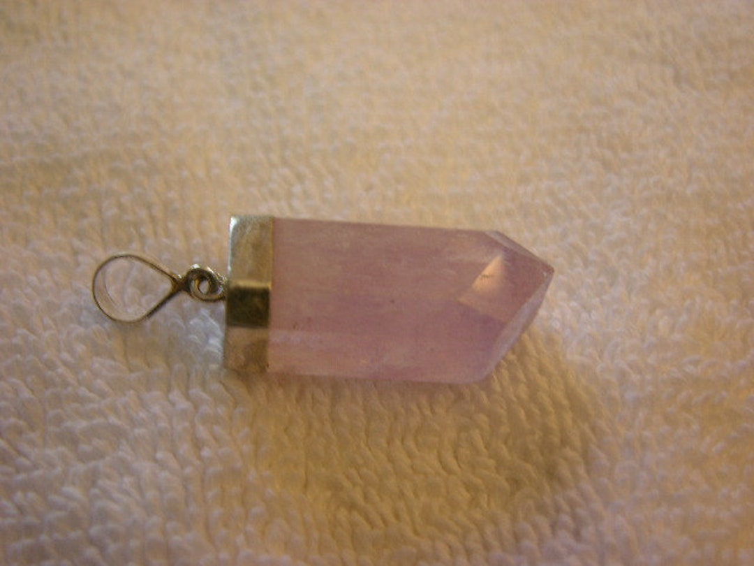 Kunzite Crystal Point All Natural Pink Kunzite Pendant With Silver Bail ...