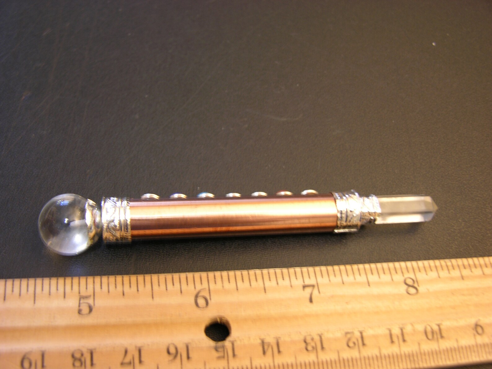 Wand Healing Stick Copper Chakra Stones Crystal Point & Sphere Sterling ...