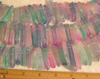 Full Strand Yellow Aura Titanium Quartz Point Quartz Crystal - Etsy