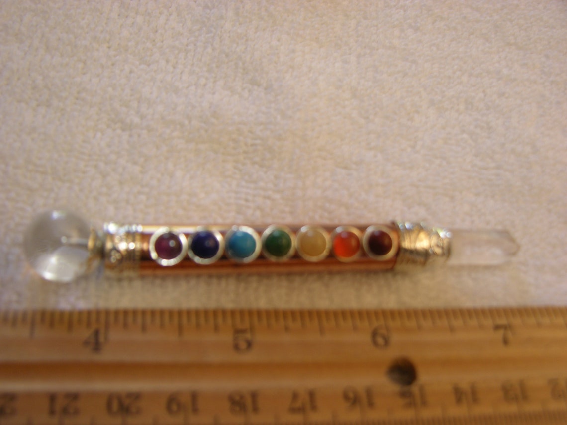 Wand Healing Stick Copper Chakra Stones Crystal Point & Sphere - Etsy