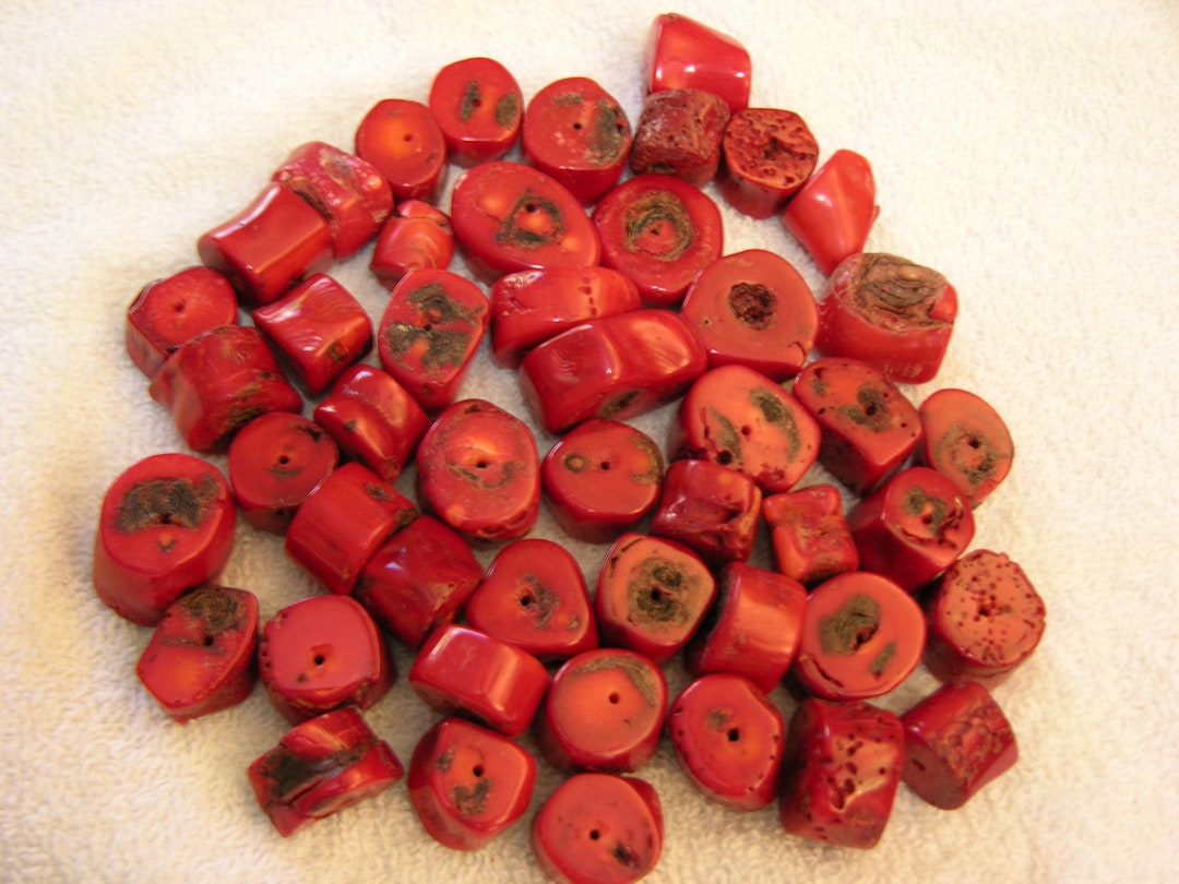 Red Bamboo Coral Colored Beads 1/2-1.2 Inch 20 Bead Lot - Etsy