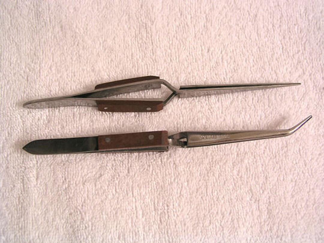 2 Stainless Steel Insulated Self Locking Spring Grip Tweezers Straight ...