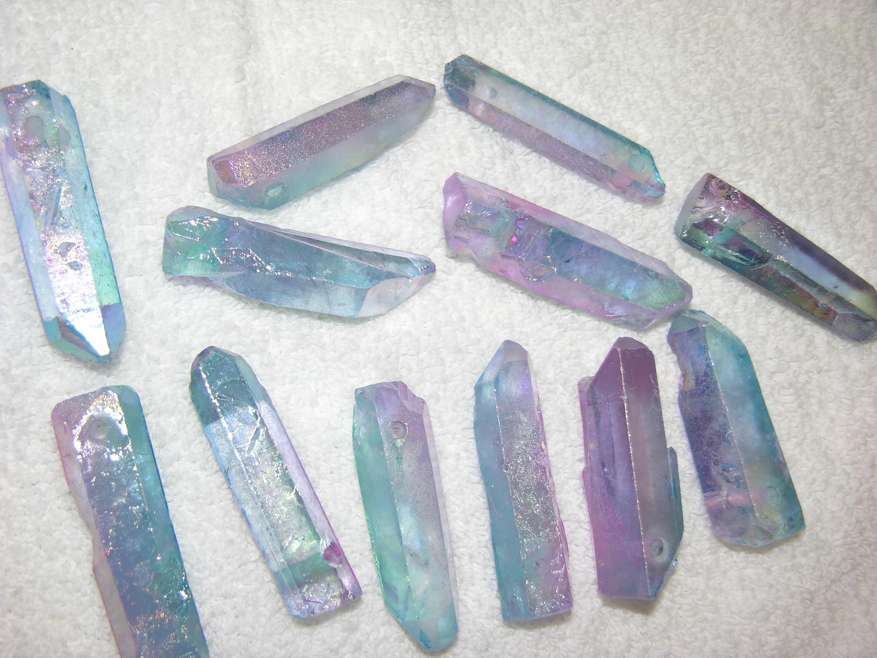 Tri-color Rainbow Angel Aura Terminated Quartz Crystal Drilled - Etsy