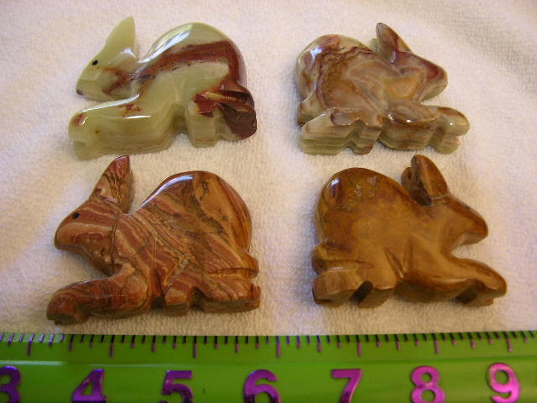 Onyx Rabbit Hand Carved Polished 3 Inch Banded Onyx Ten Rabbits per Lot ...