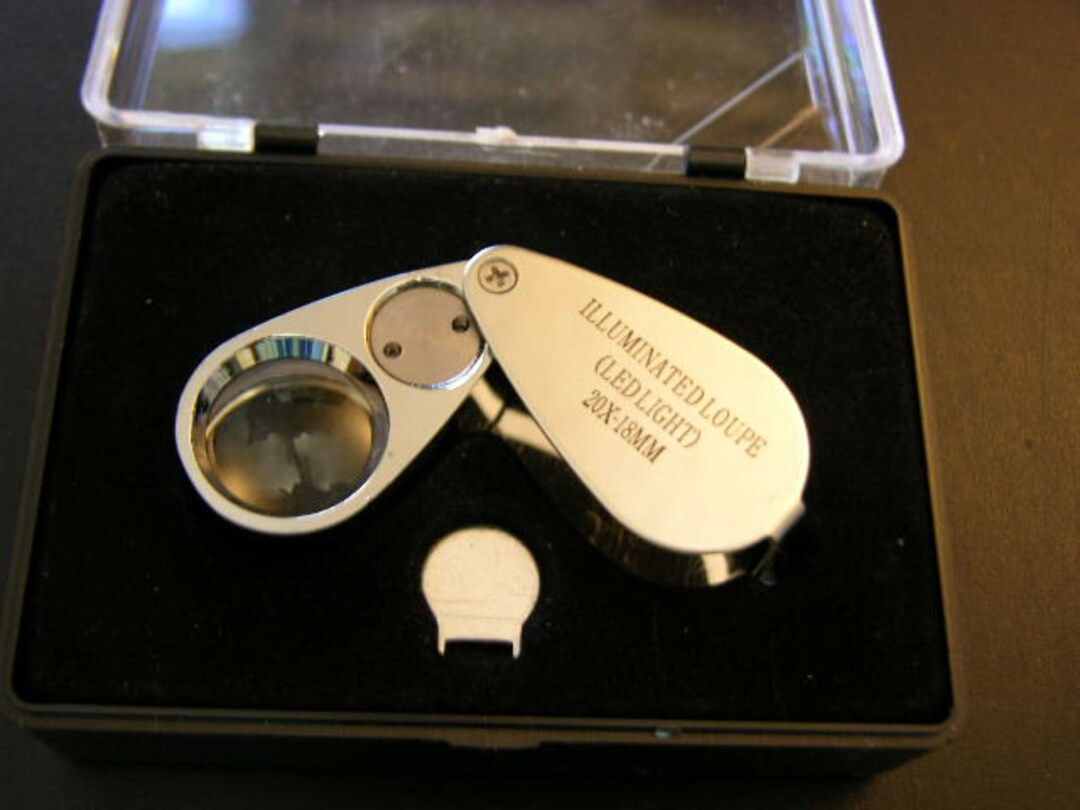Jewelers Lighted Magnifying Lens Loupe 20x18mm W/case 20 X ...