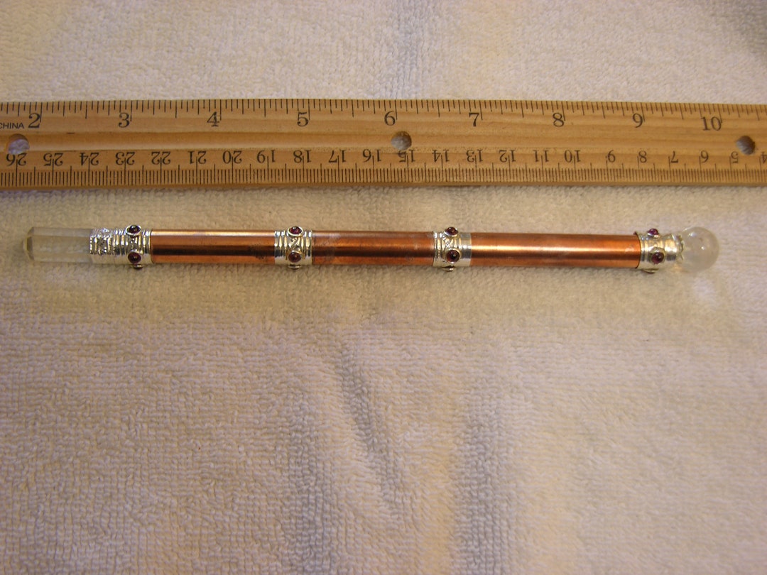 Wand Healing Stick Copper Crystal Point & Sphere Sterling Silver and ...