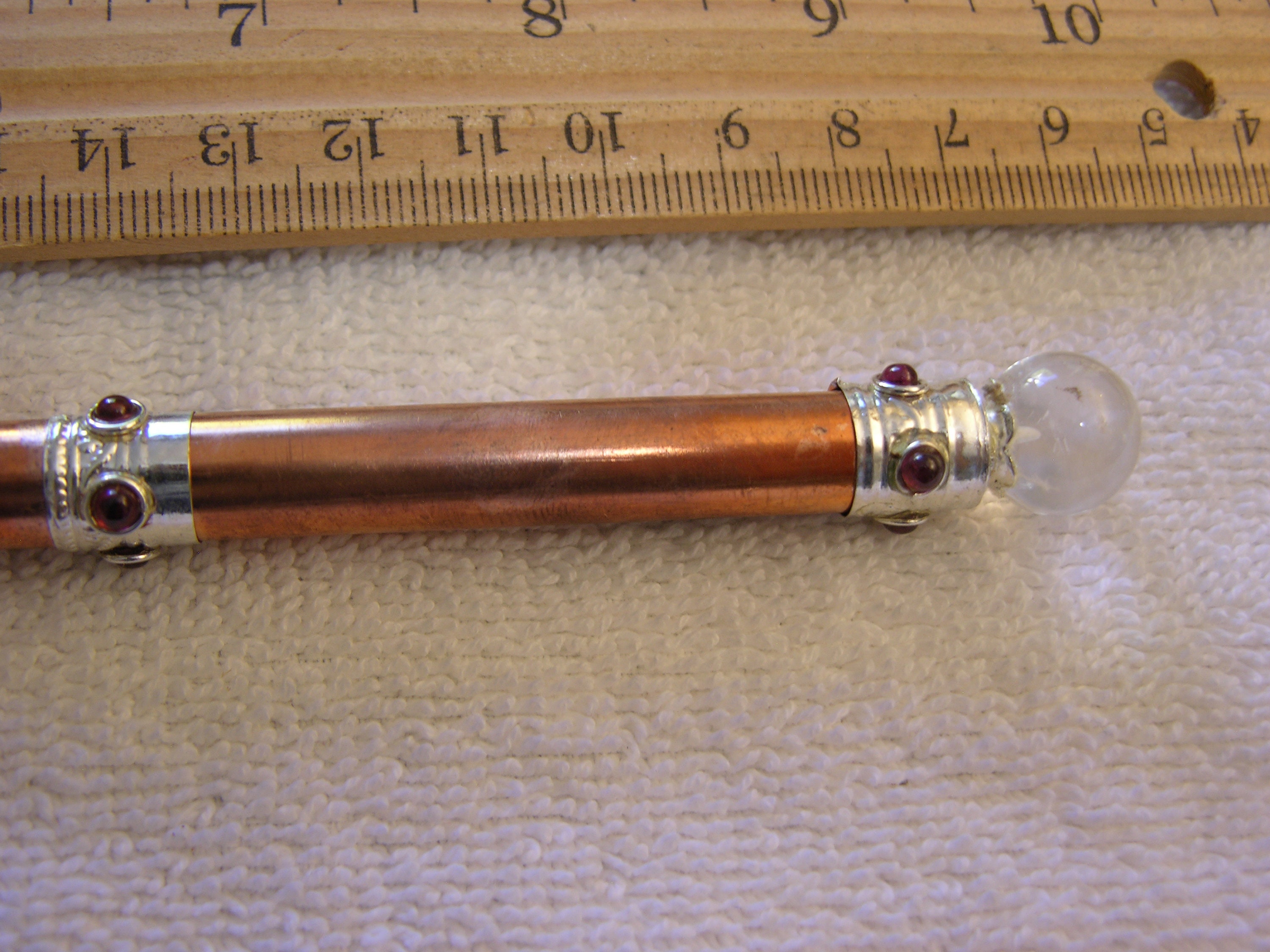 Wand Healing Stick Copper Crystal Point & Sphere Sterling - Etsy