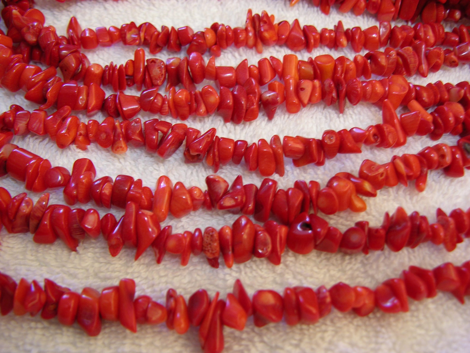 Red Coral Necklace Polished Chips 36 Inch - Etsy