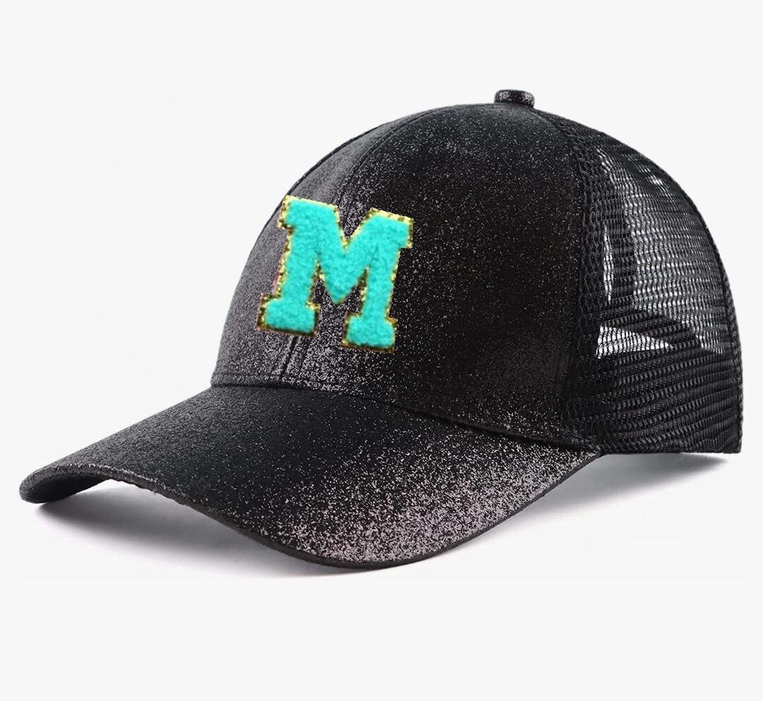 CC Girls Glitter Black Baseball Hat With Varsity Letters High - Etsy