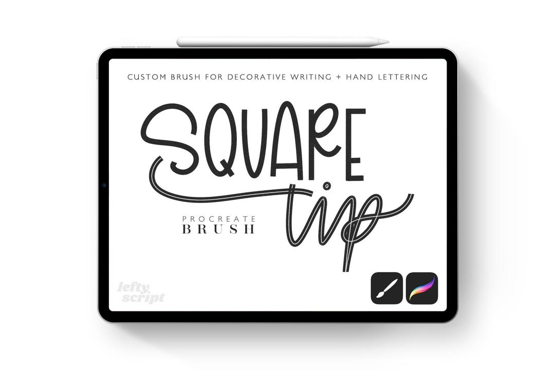 Square Tip Brush Set: Lefty Script for Procreate (digital Download) - Etsy